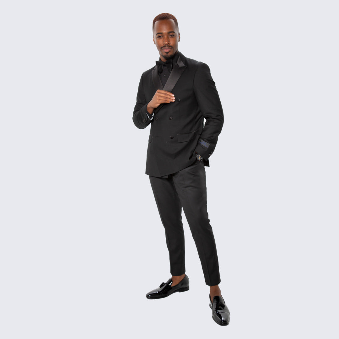 Double Breasted Slim Fit Tuxedo Black Peak Lapel Wedding Perfect Tux double-breasted-slim-fit-tuxedo-black-peak-lapel-wedding-perfect-tux