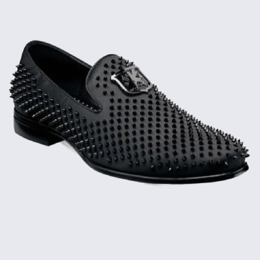 Black Spiked Slip On Shoe By Stacy Adams