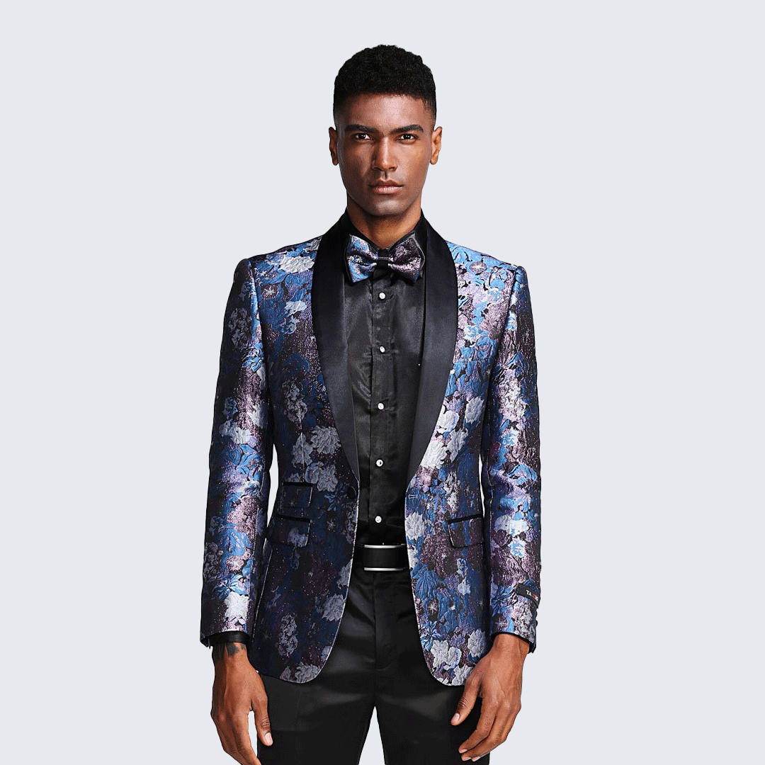 Rose and Lavender Tuxedo Jacket Floral Pattern Slim Fit - Wedding ...