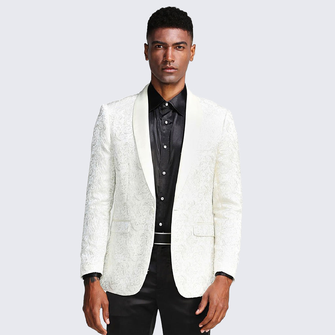 Men’s Ivory Paisley Tuxedo Jacket – Wedding & Prom | Perfect Tux