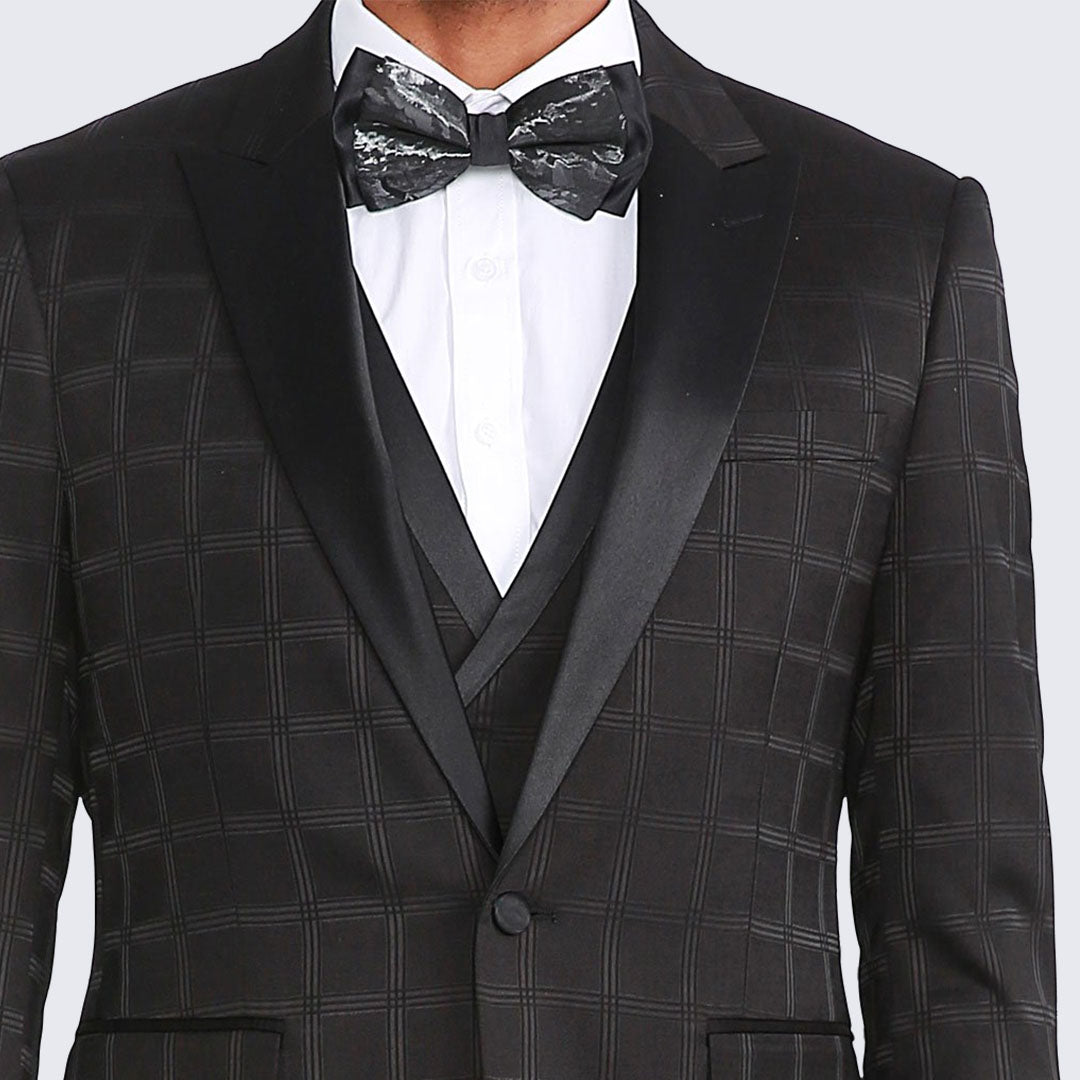 Black Tuxedo with Fancy Pattern Four Piece Set - Wedding - Prom ...