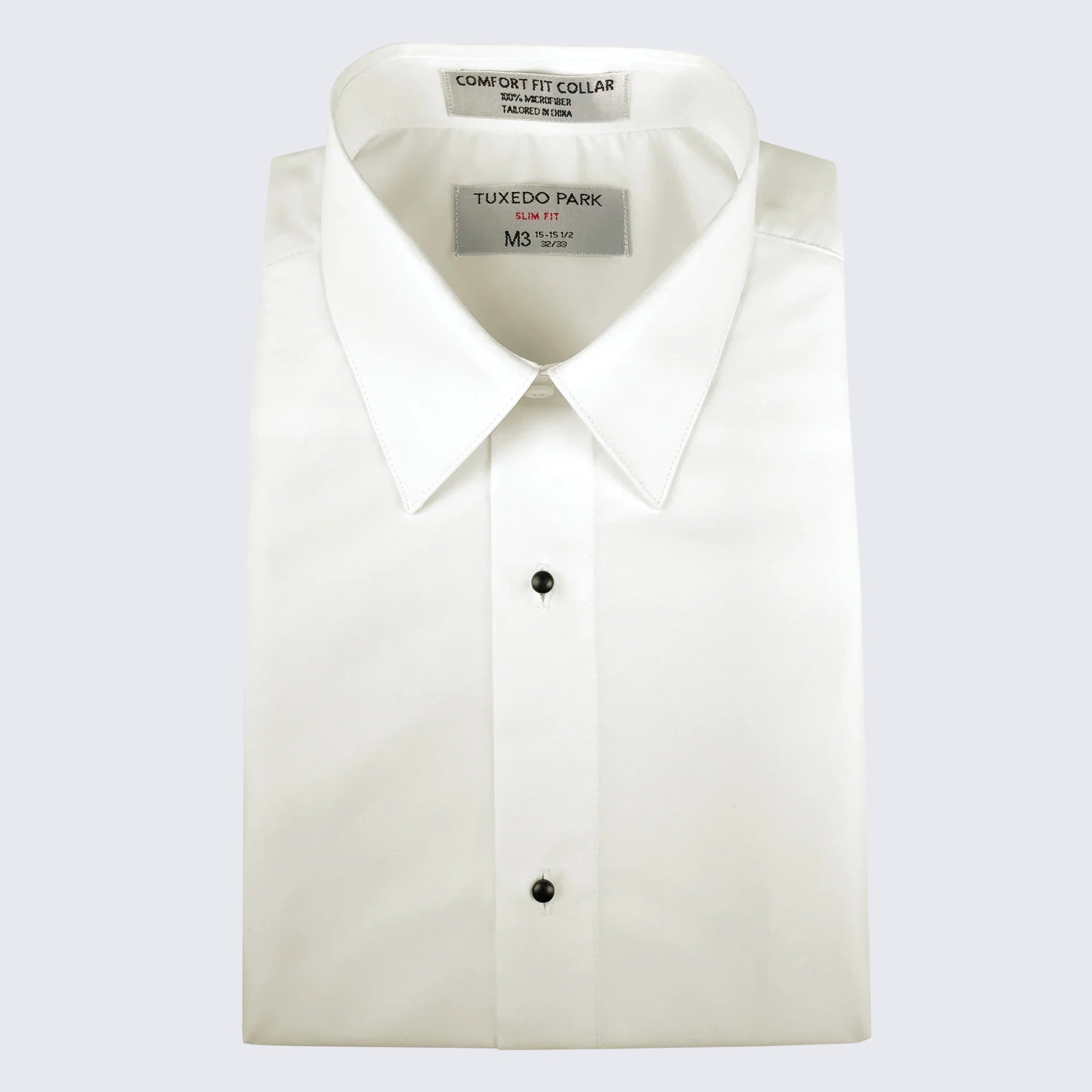 Ivory Slim Fit Microfiber Dress Shirt with Fly Front and Barrel Cuffs ...