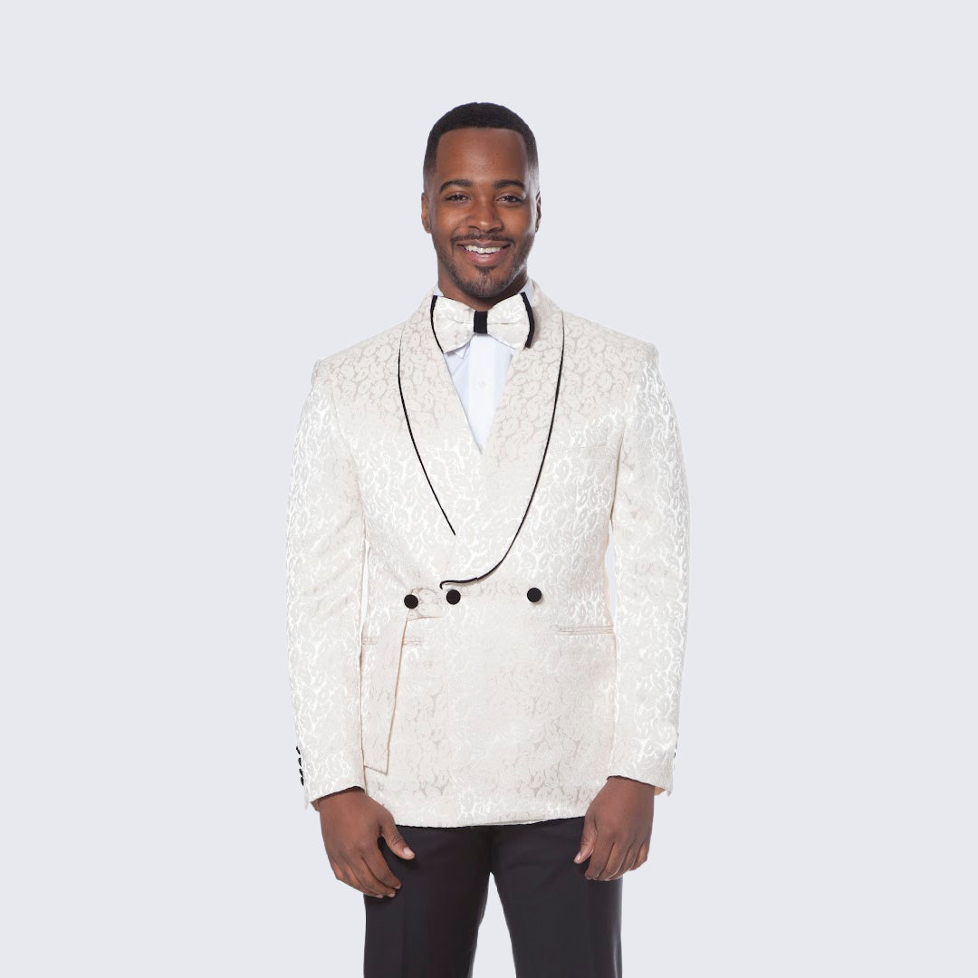 Champagne Tuxedo with Textured Paisley Design Three Piece Set - Wedding ...
