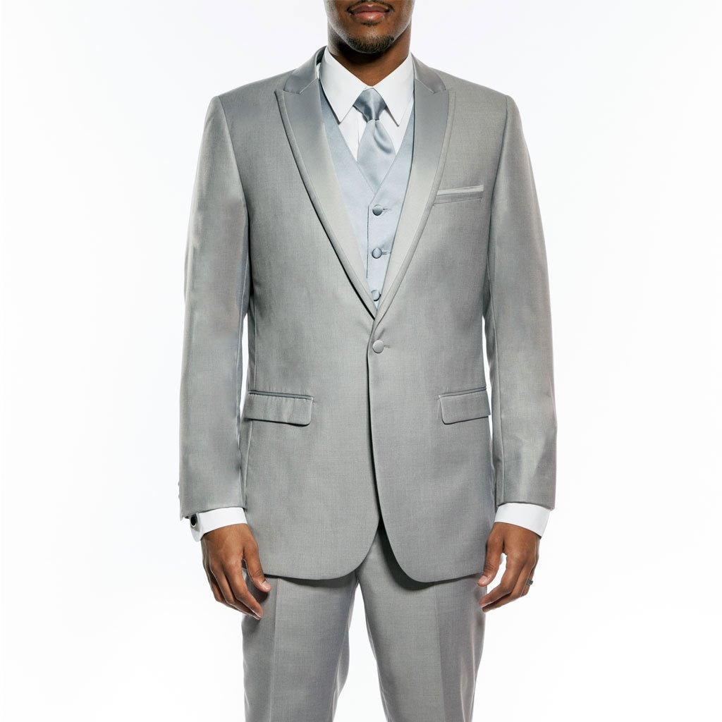 Light Grey Tuxedo Slim Fit One Button Peak Framed Lapel - Wedding ...